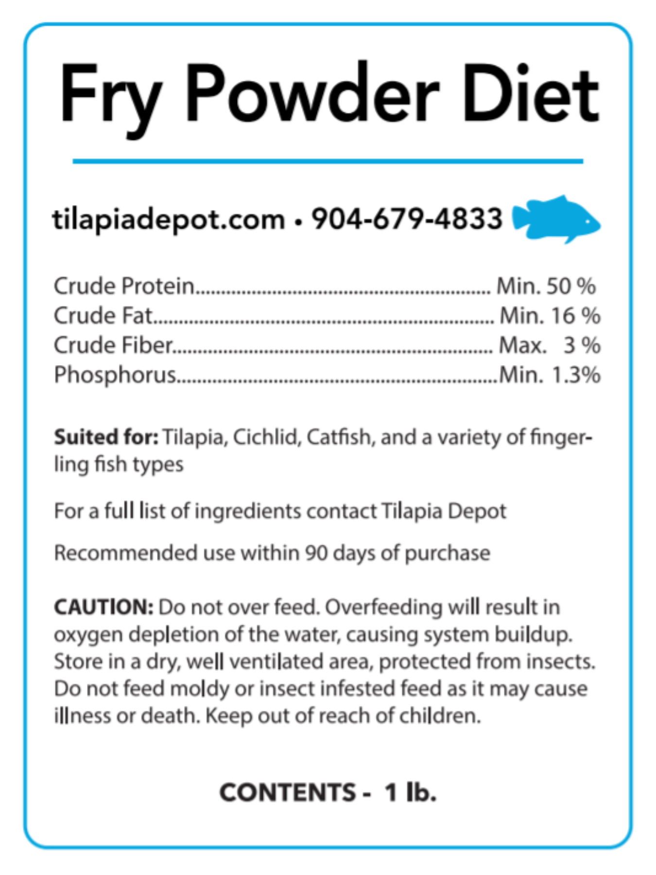 Fry Powder Diet (1lb bag) by Tilapia Depot